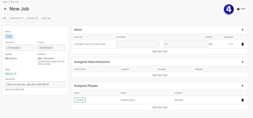 How to create a Job Allocation - Web View