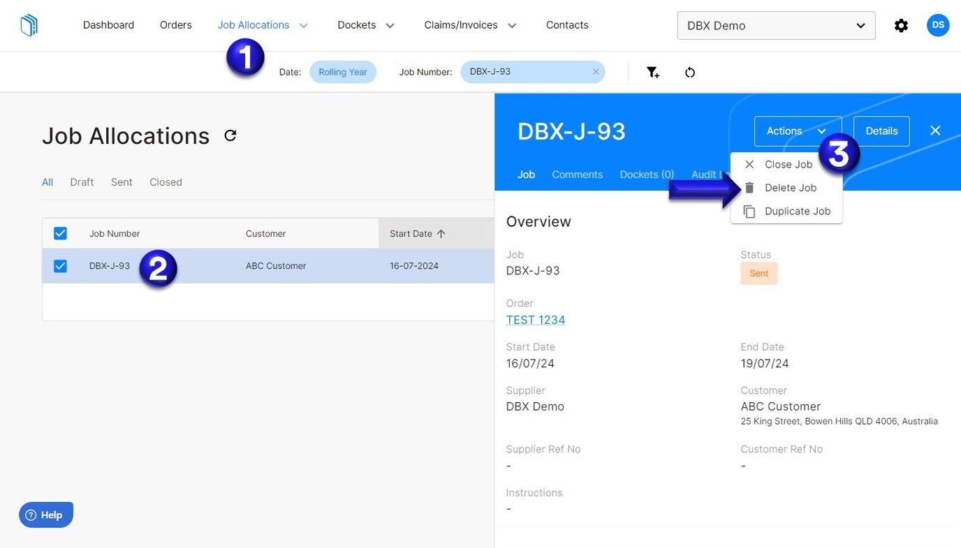 How to Delete a Job Allocation - Web View