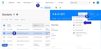 Recall a Sent Docket - Web View