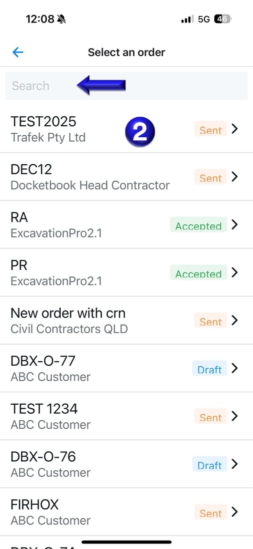 Create a Docket from Order in Docketbook - Site Dockets App