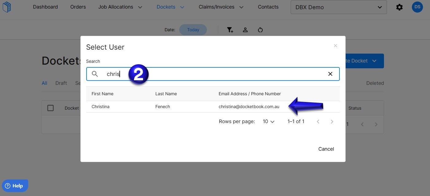 Create a Docket for a Operator - Web View