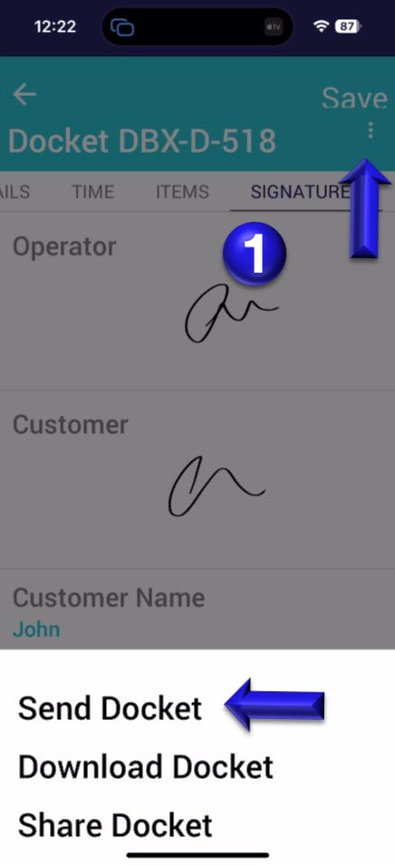 Send a Docket on the Docketbook App