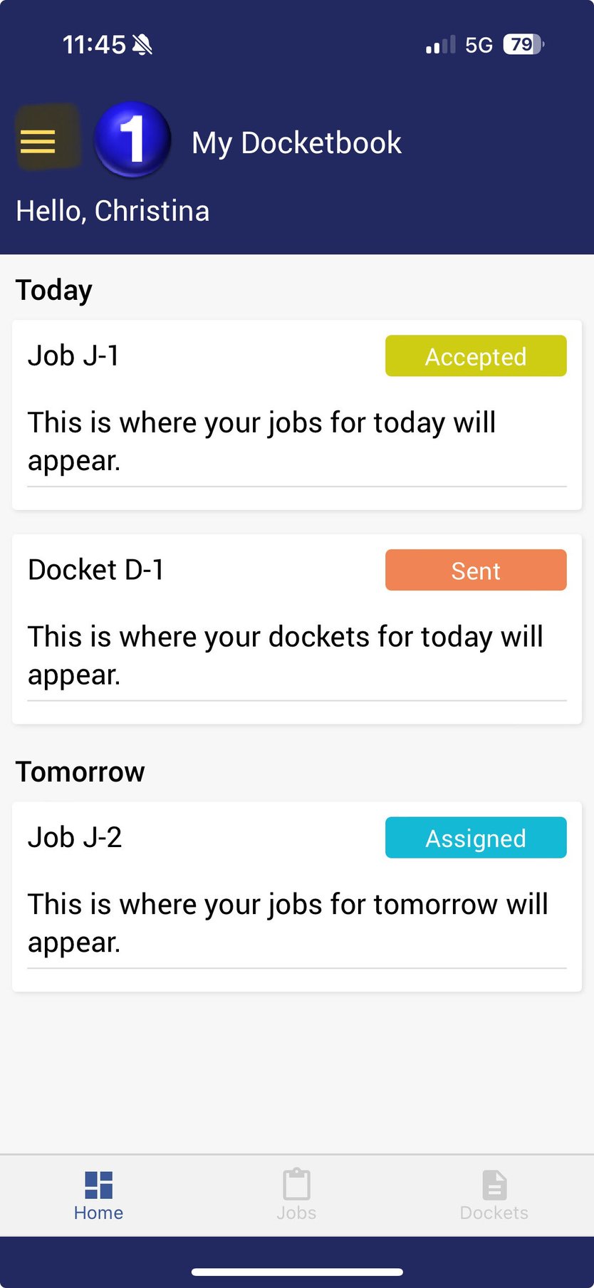 Docket not sending and item's showing a cloud symbol