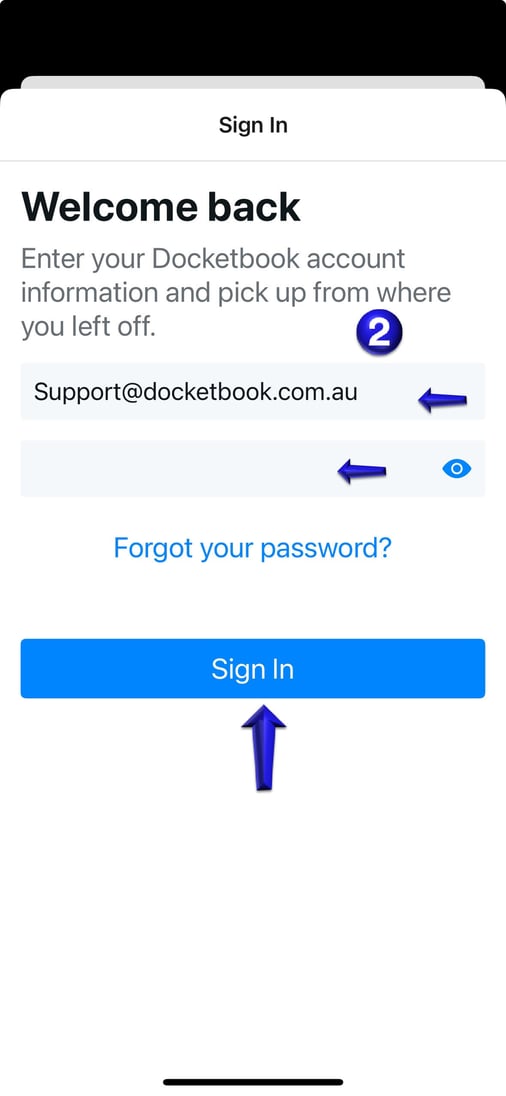 Sign in to Docketbook - Site Dockets App